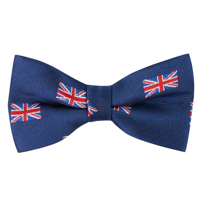 Navy Blue UK Flag Herringbone Bow Tie | King & Priory