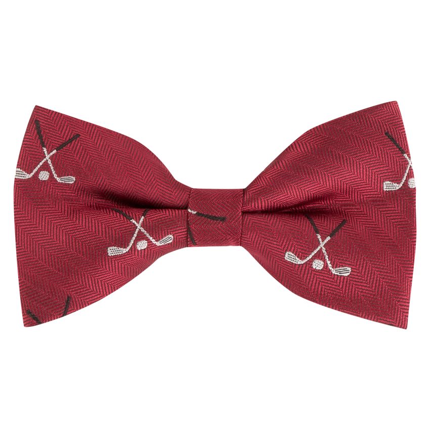 Burgundy Red Golf Clubs Herringbone Bow Tie | King & Priory