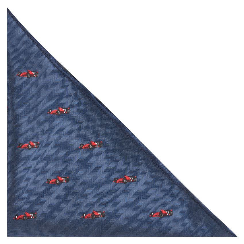 Navy Blue Formula 1 Car Herringbone Pocket Square, Handkerchief | King ...
