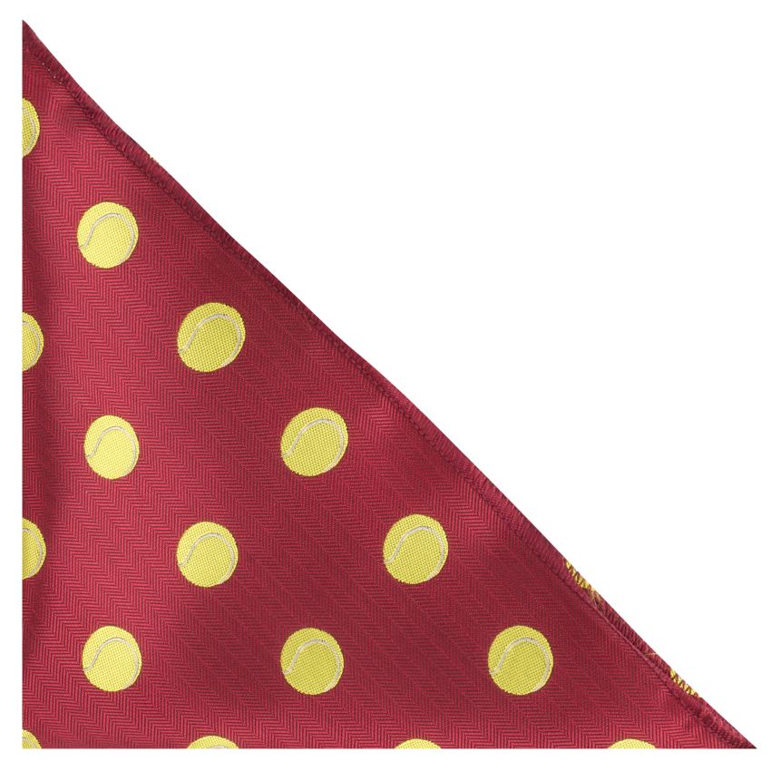 Burgundy Red Tennis Ball Herringbone Pocket Square, Handkerchief | King ...