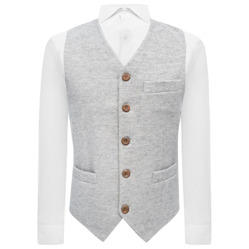 Light Grey Herringbone with Pinstripe Waistcoat | King & Priory